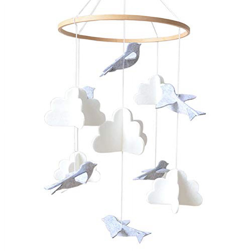Sorrel + Fern Baby Crib Mobile (Birds and Clouds) - Felt Nursery ...