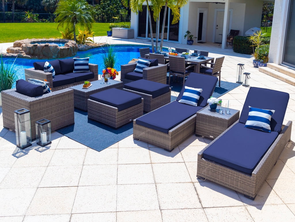 Sorrento 16-Piece Resin Wicker Outdoor Patio Furniture Combination Set ...