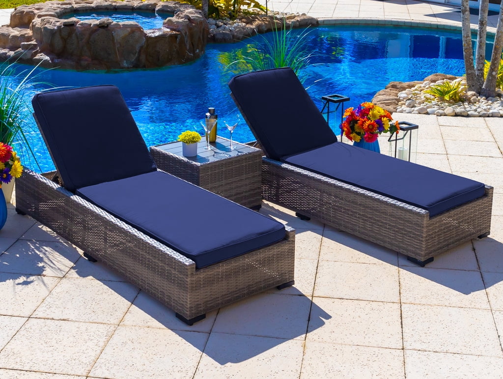 Sorrento 3-Piece Resin Wicker Outdoor Patio Furniture Chaise Lounge Set ...