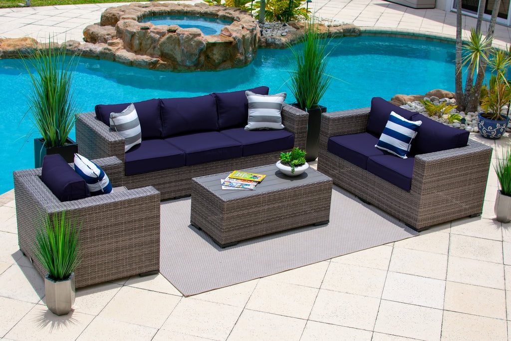 Sorrento 4-Piece XL Resin Wicker Outdoor Patio Furniture Conversation ...