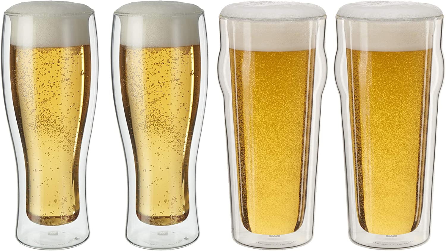Sorrento 4-pc Double-Wall Pint & Pilsner Glass Set, 14-oz & 16-oz ...