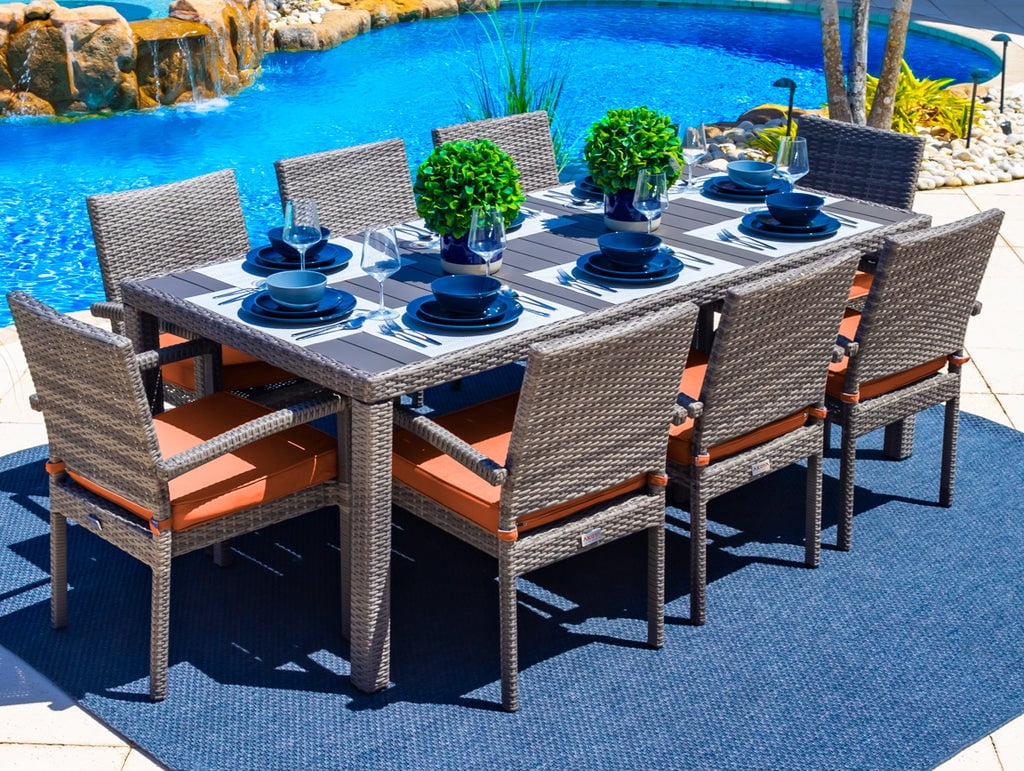 Sorrento 9-Piece Resin Wicker Outdoor Patio Furniture Dining Table Set ...