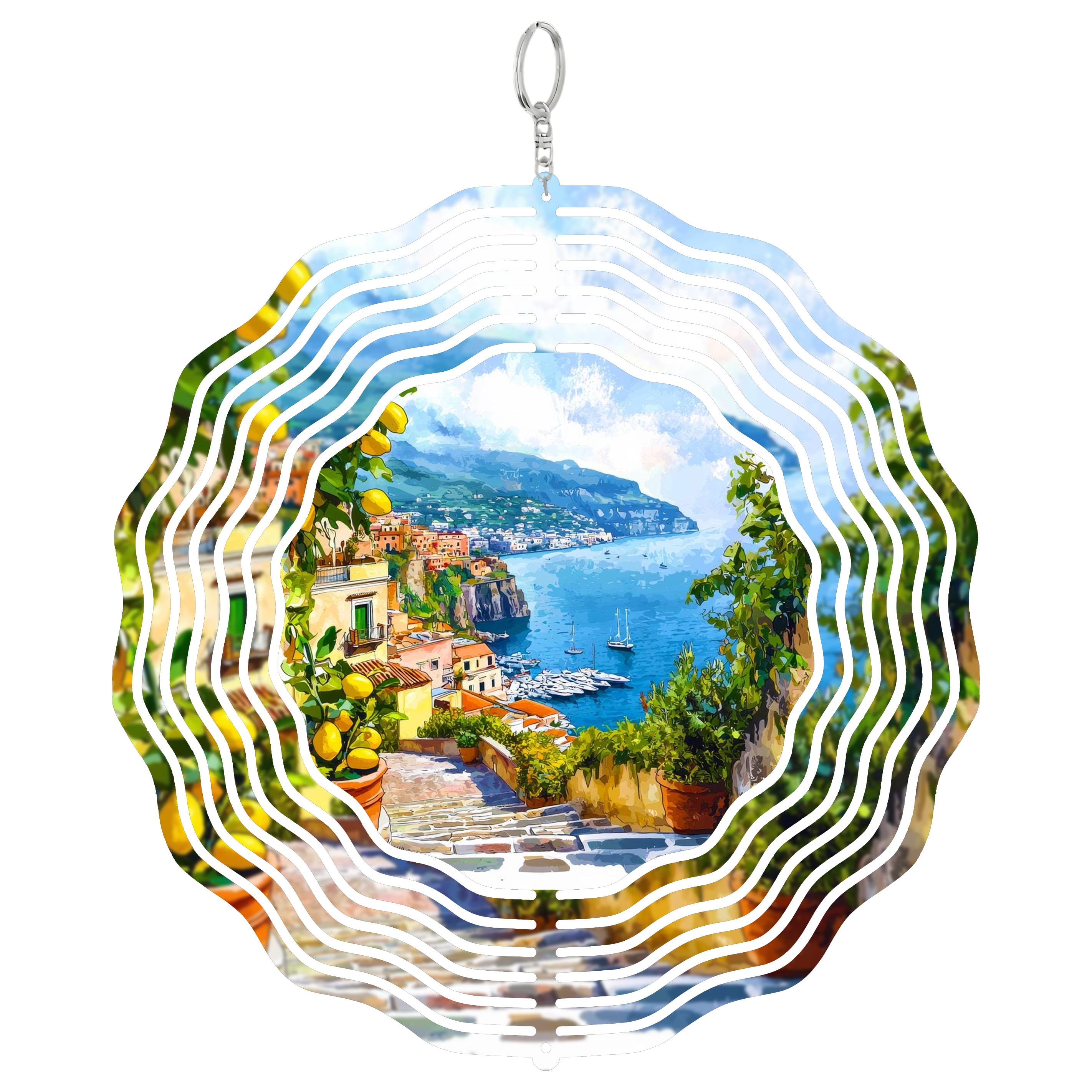 Sorrento Coast Wind Spinner, Kinetic 3D Italian Landscape Garden Art ...
