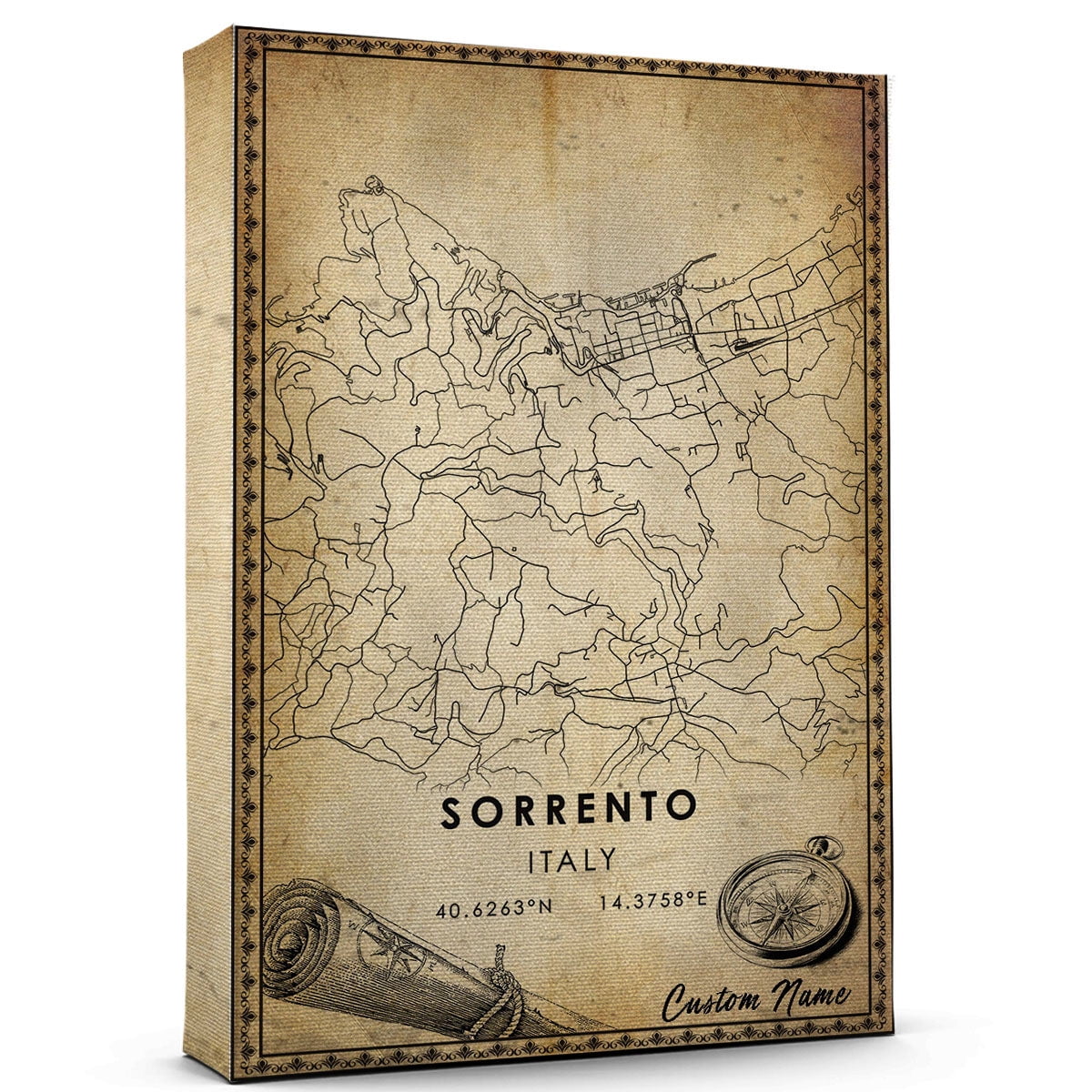 Sorrento Map Poster, Italy Map Art Poster, Canvas, Sorrento Map City ...
