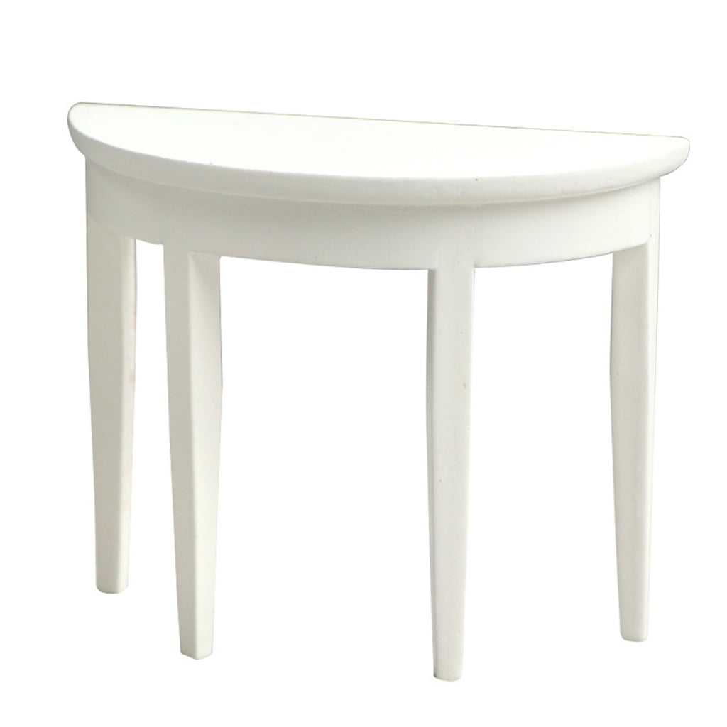 Sorrowso Dolls House White/Red Half-Moon Side Table Miniature 1:12 ...