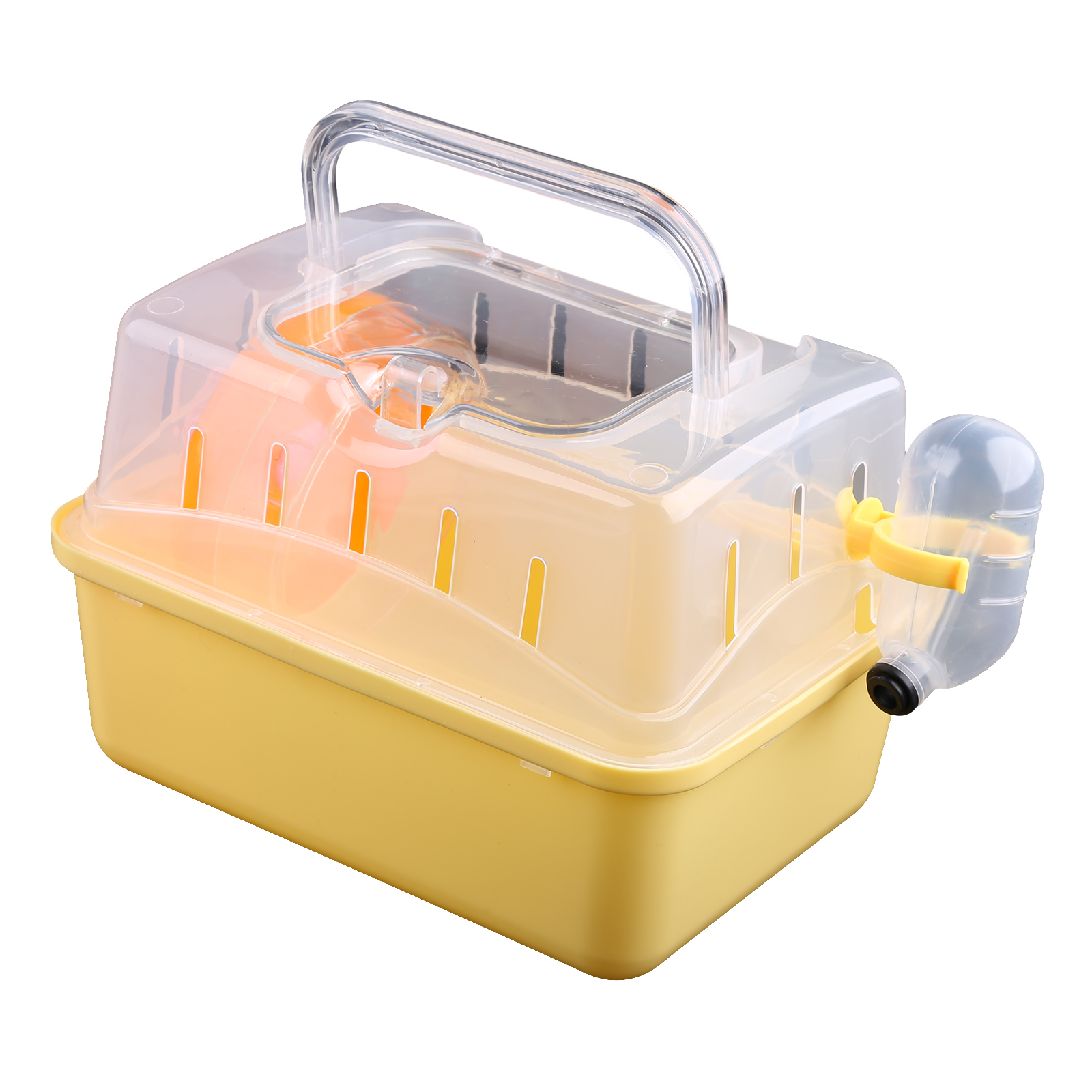 Sorrowso Hamster Carrier with Kettle Bowl Wheel Portable Small Pet ...