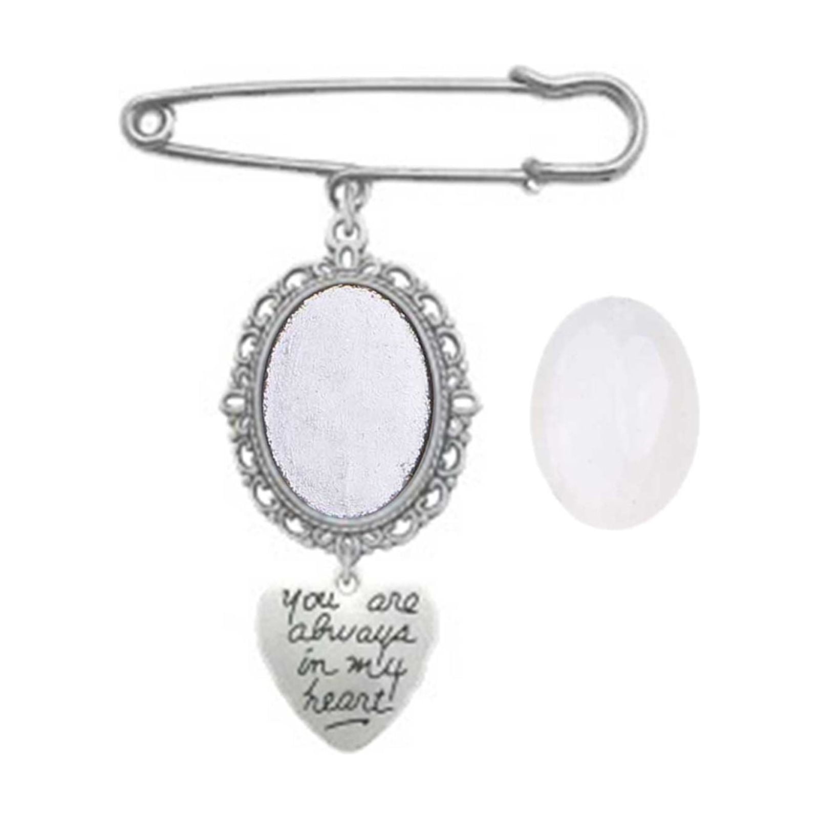 Sorrowso Lacy Oval Bridal Charm Wedding Bouquet Photo Charm Pin Easy to ...