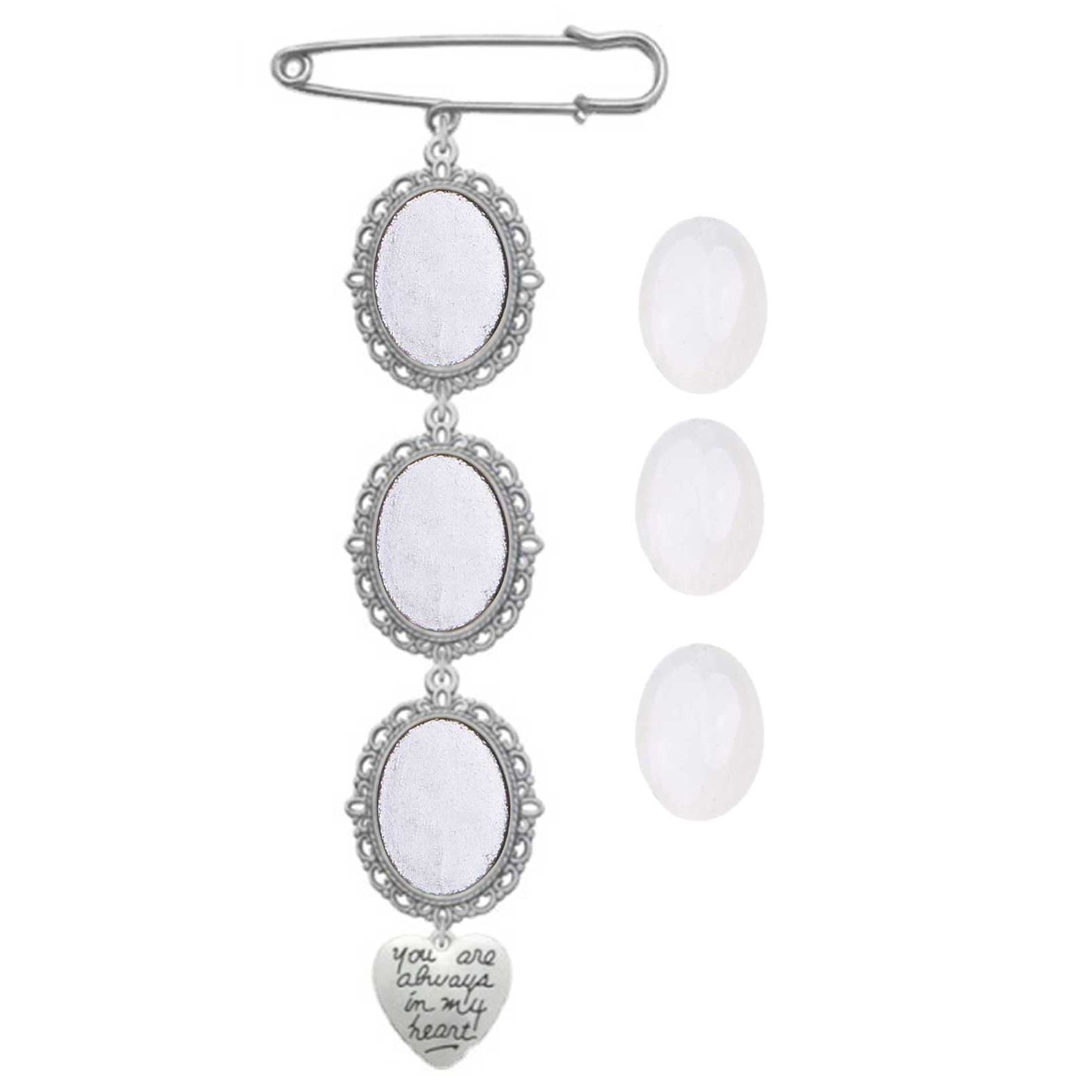 Sorrowso Lacy Oval Bridal Charm Wedding Bouquet Photo Charm Pin Easy to ...
