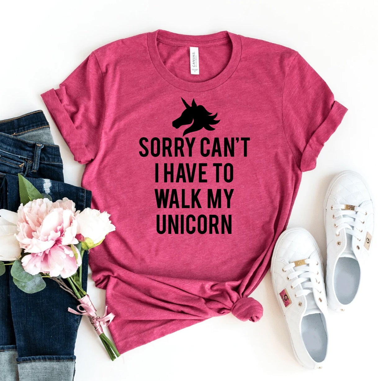 Sorry Can't I Have To Walk My Unicorn T-shirt Sarcastic Gift Fantasy ...