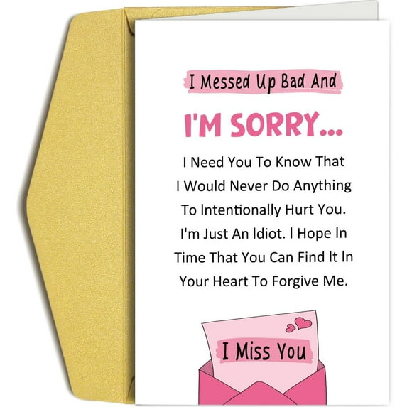 Sorry Card - "I Messed Up Bad and I'm Sorry..." Design - Envelope ...