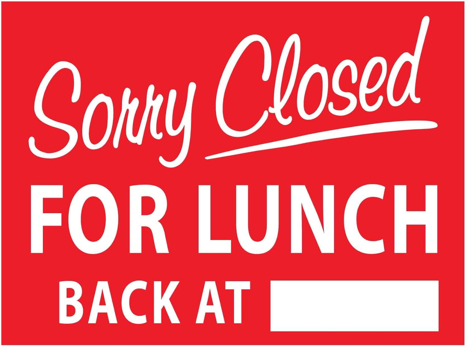 Sorry Closed For Lunch Back At Sign Metal Tin Sign 8x12 Inches Caution ...