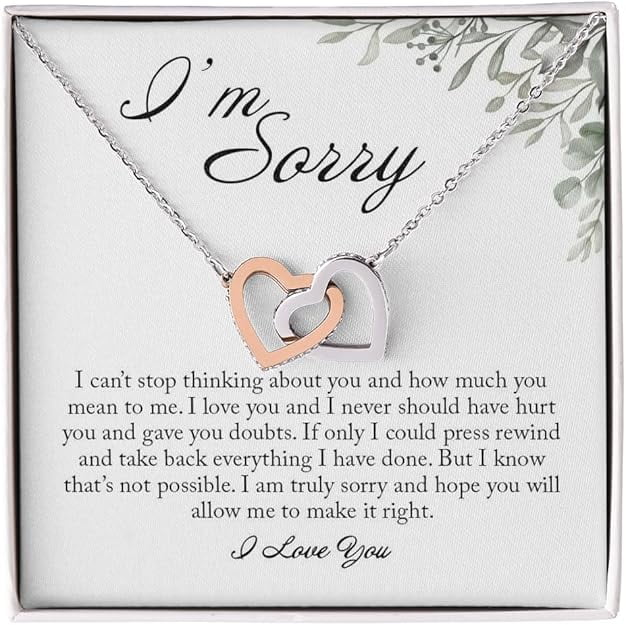 Sorry Gift for Her, Interlocking Hearts Necklace, I’m Sorry Card For ...