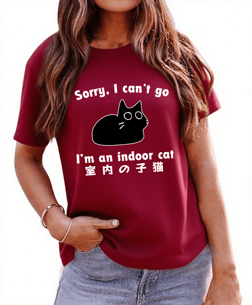 Sorry I Can't Go I'm An Indoor Cat Shirt Funny Black Cat Graphic Tees ...