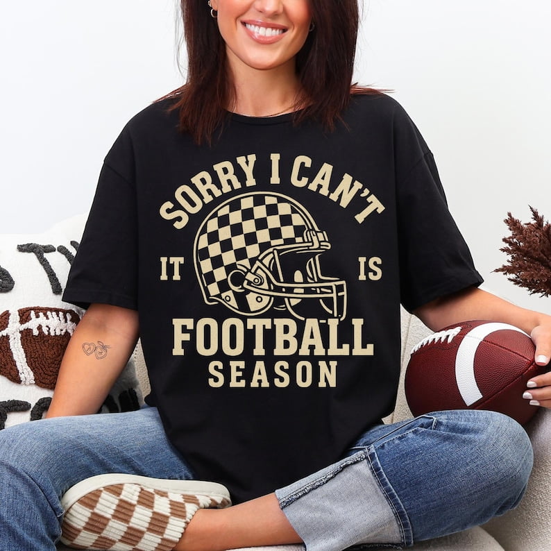 Sorry I Can't It Is Football Season, Trendy Retro Checker Helmet ...