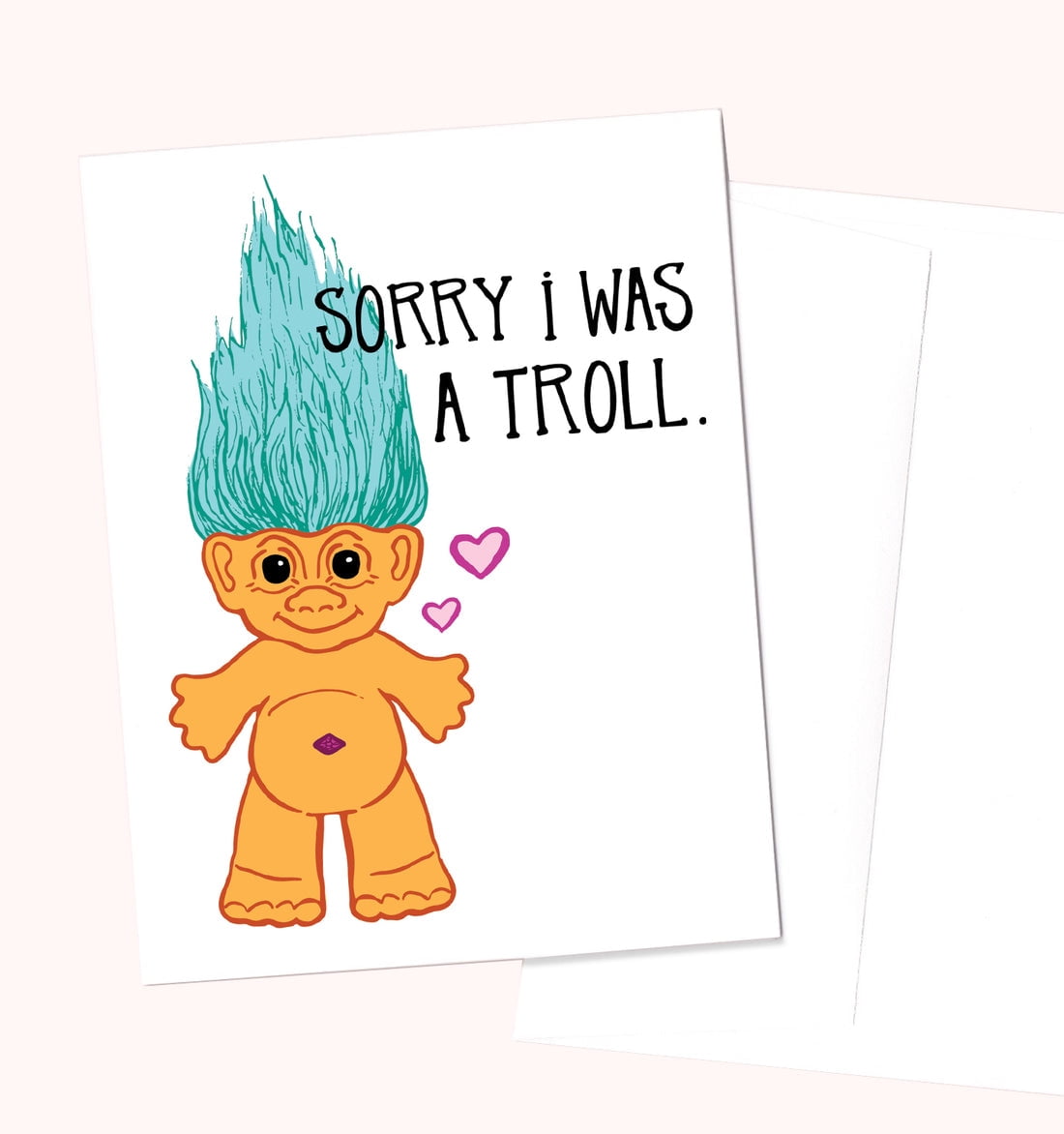 Sorry I Was a Troll Greeting Card – Cute Retro Troll Design – Blank ...