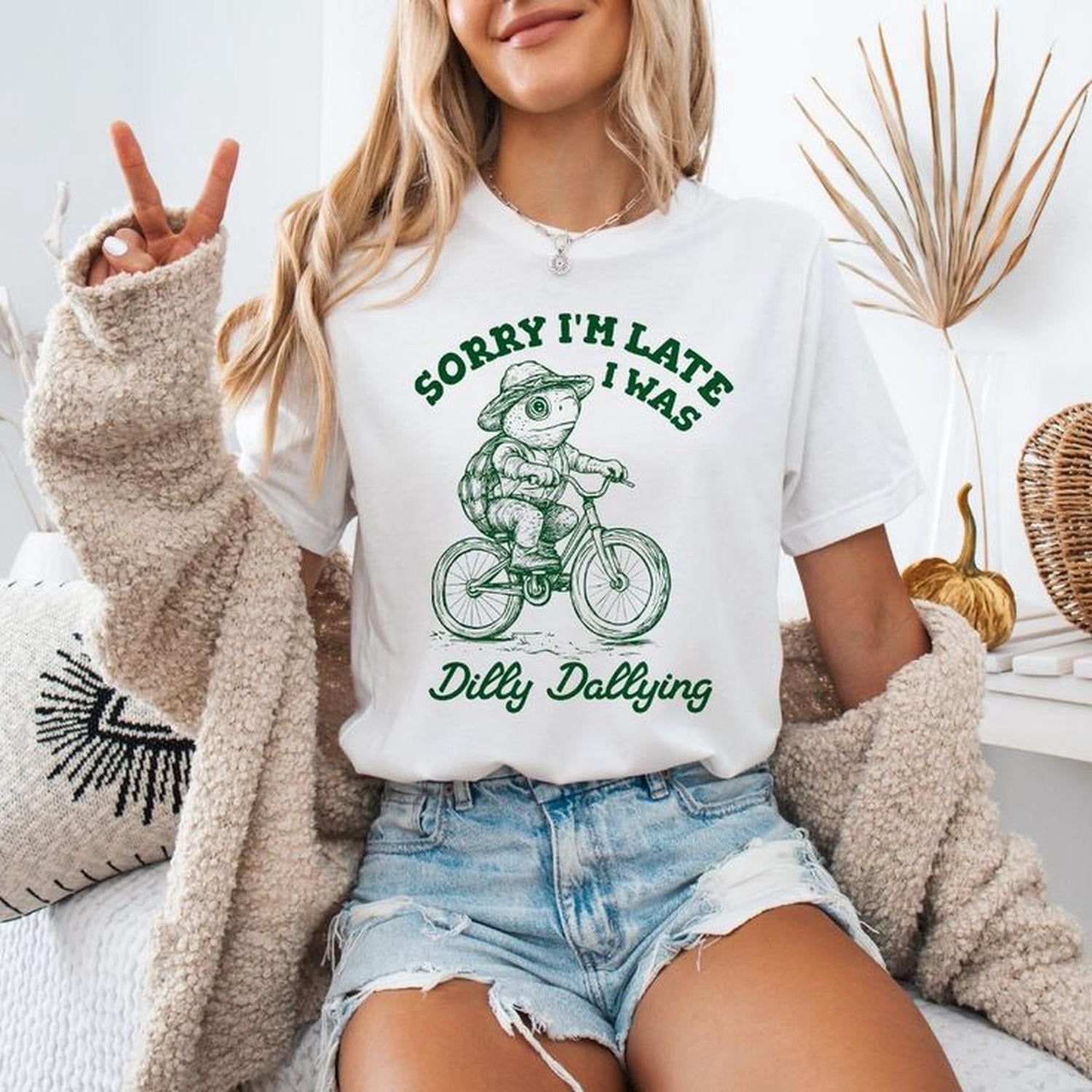 Sorry I'm Late I Was y Dallying Turtle Meme TShirt 1 - Walmart.com