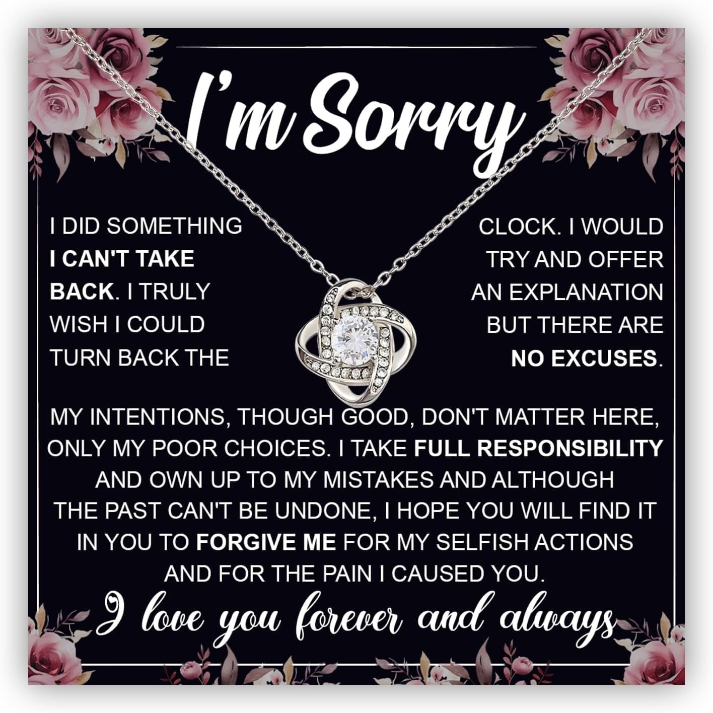 I'm Sorry Necklace For Her, Im Sorry Neckace Gift, Apology Necklace For ...
