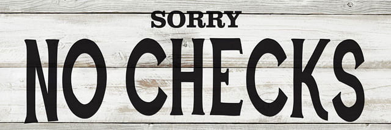Sorry No Checks Restaurant Bar Chic White Farmhouse Wood Sign Wall ...