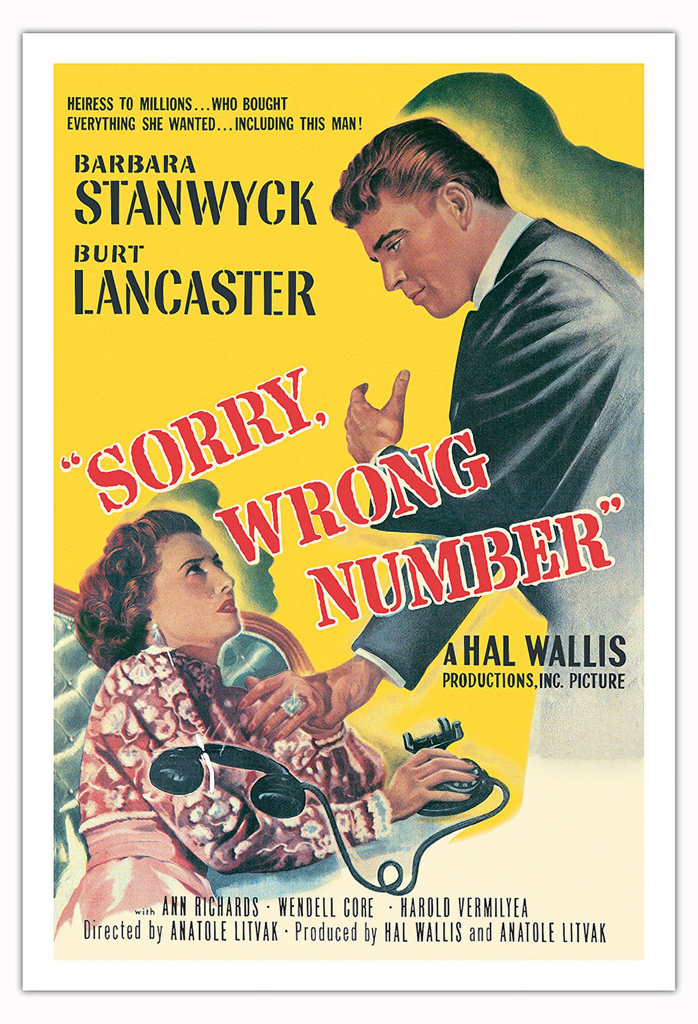 Sorry Wrong Number - Starring Barbara Stanwyck Burt Lancaster - Vintage ...