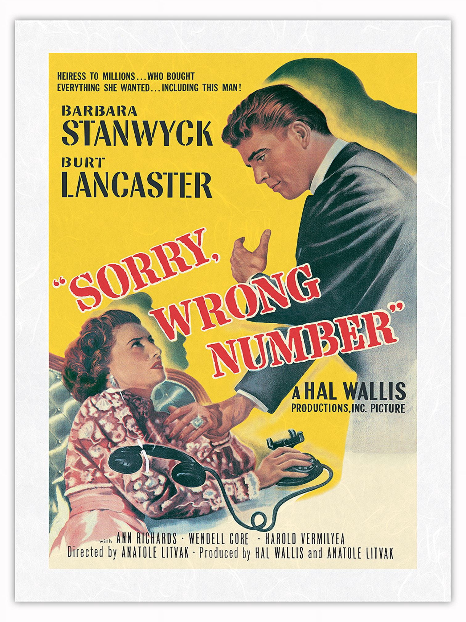 Sorry Wrong Number - Starring Barbara Stanwyck Burt Lancaster - Vintage ...