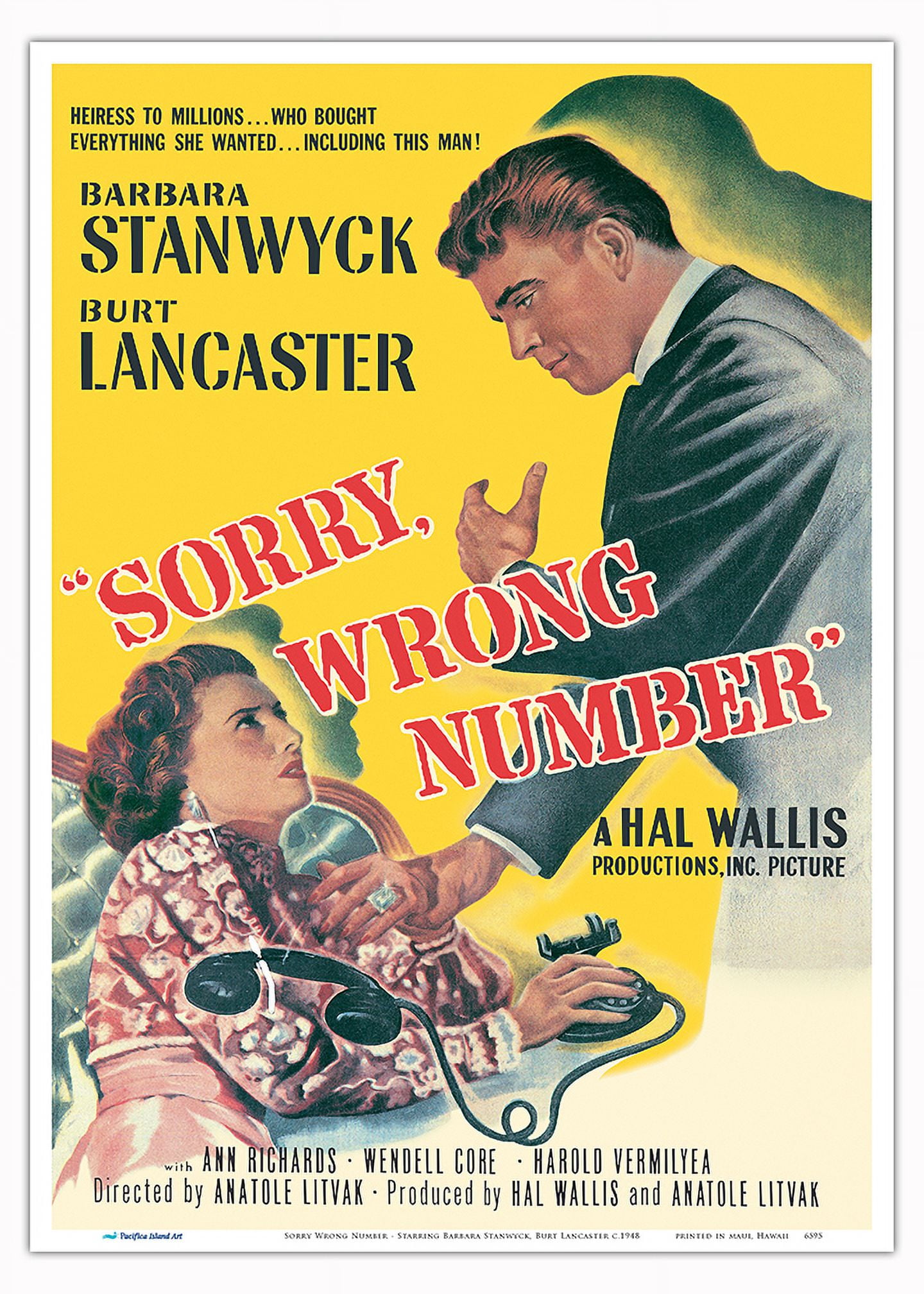 Sorry Wrong Number - Starring Barbara Stanwyck Burt Lancaster - Vintage ...