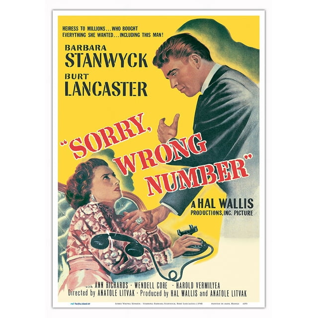 Sorry Wrong Number - Starring Barbara Stanwyck Burt Lancaster - Vintage ...