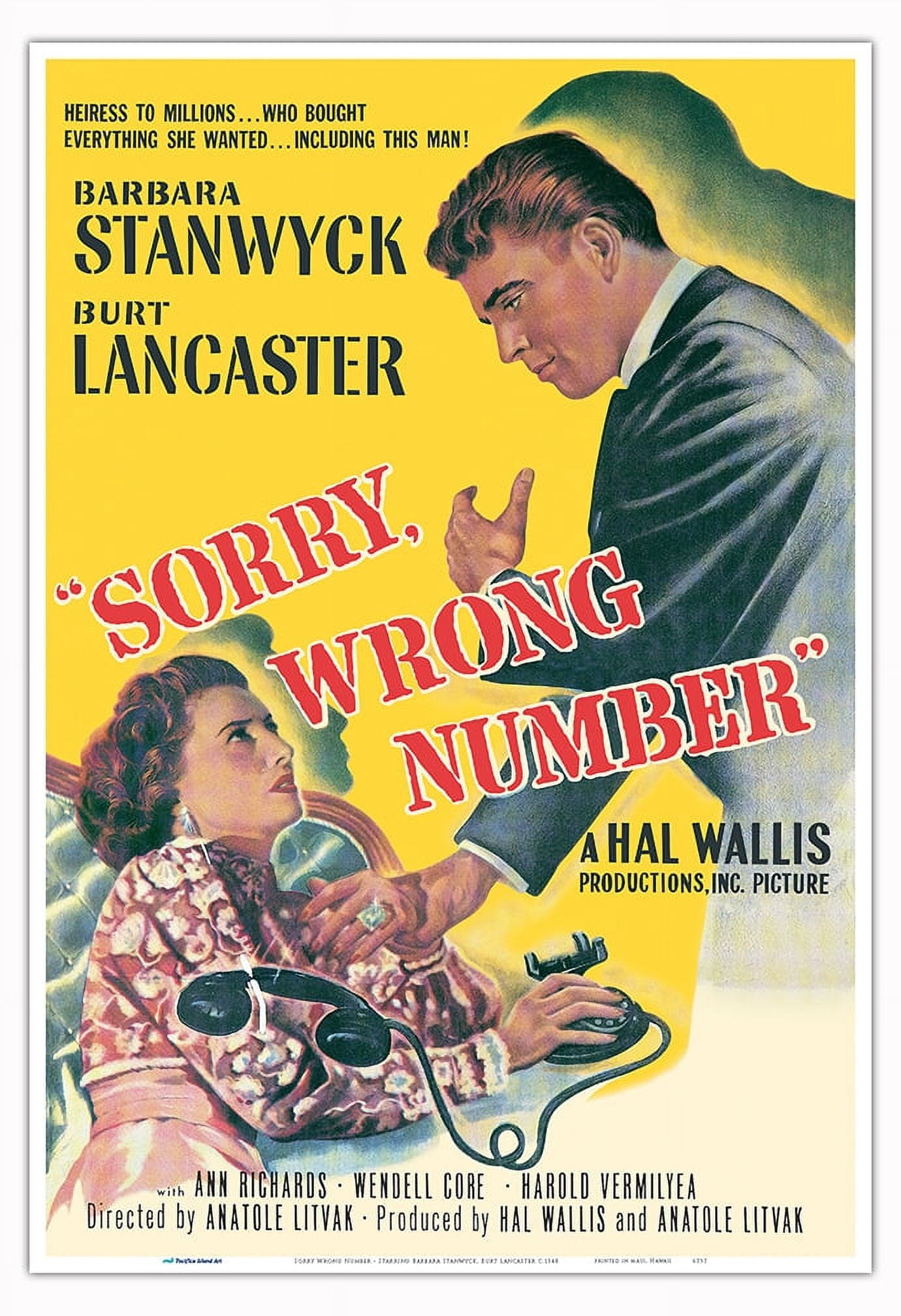 Sorry Wrong Number - Starring Barbara Stanwyck Burt Lancaster - Vintage ...
