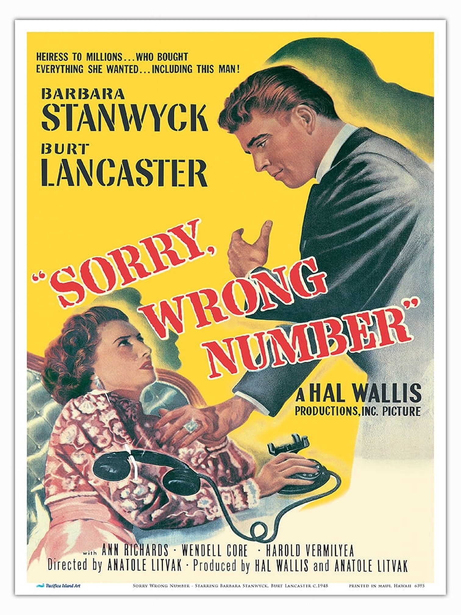 Sorry Wrong Number - Starring Barbara Stanwyck Burt Lancaster - Vintage ...