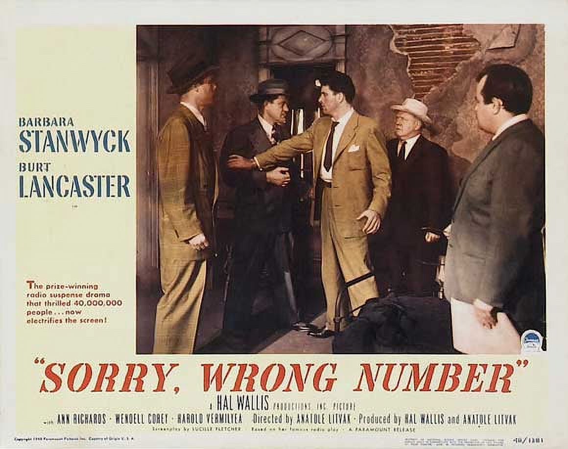 Sorry Wrong Number - movie POSTER (Style F) (11" x 14") - Walmart.com