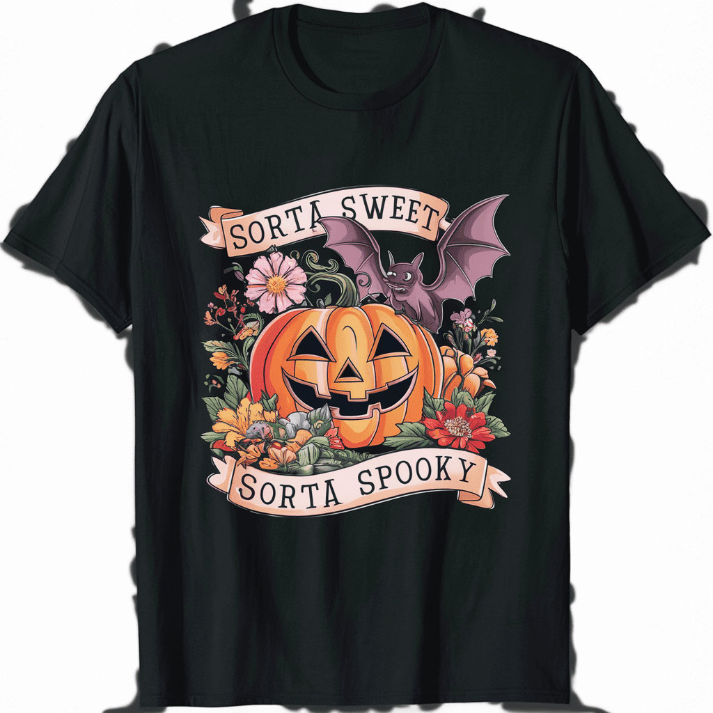 Sorta Sweet Sorta Spooky Floral Pumpkin Halloween Delight Tee - Walmart.com