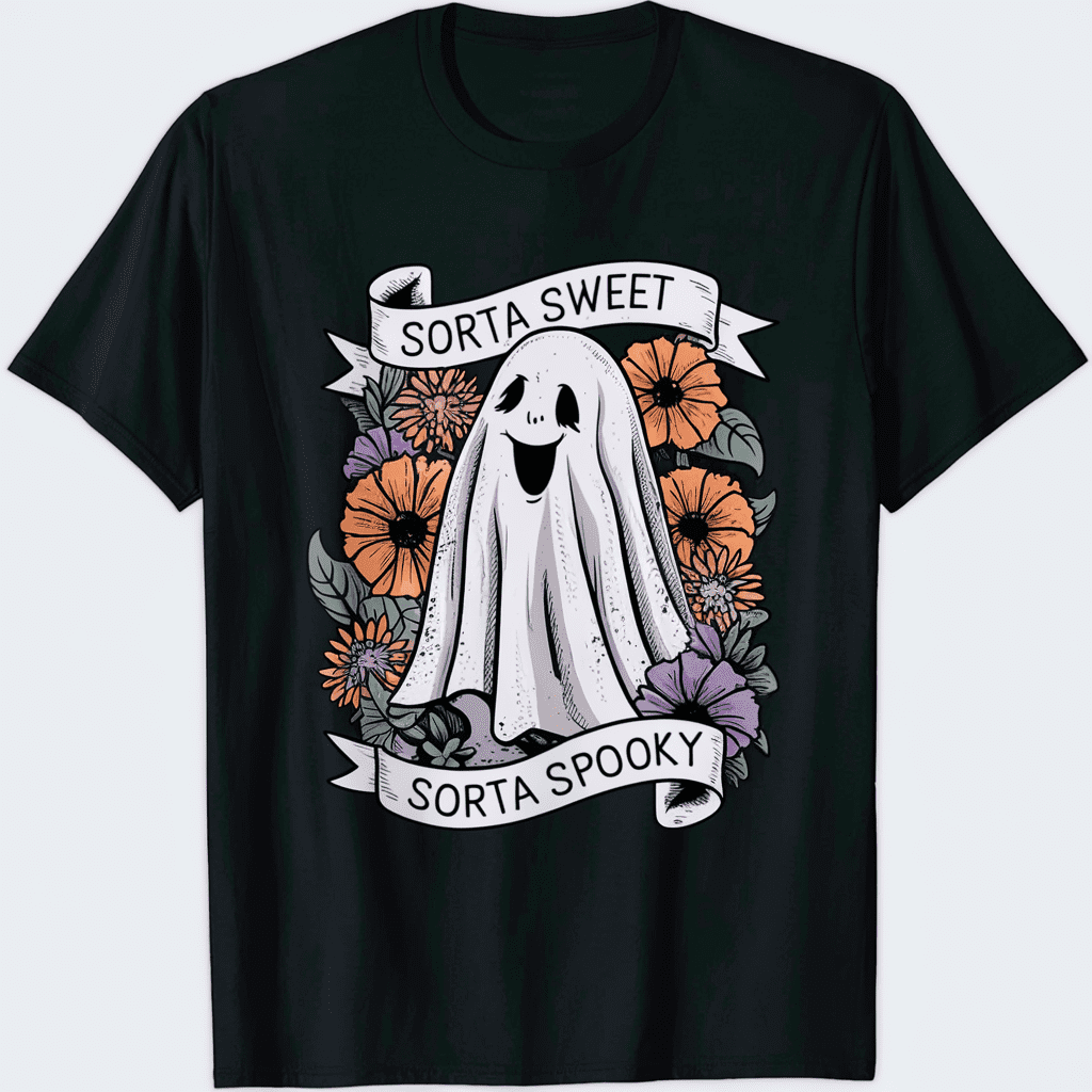 Sorta Sweet Sorta Spooky Ghost Floral Vibes Tee - Walmart.com