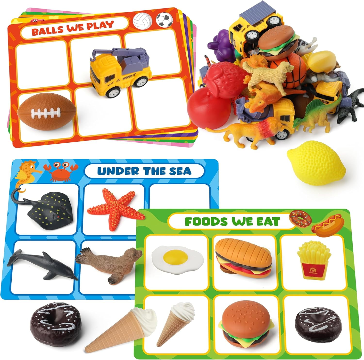 Sorting Toy for Toddlers, Animals Dinosaurs Fruits Vehicles Foods ...