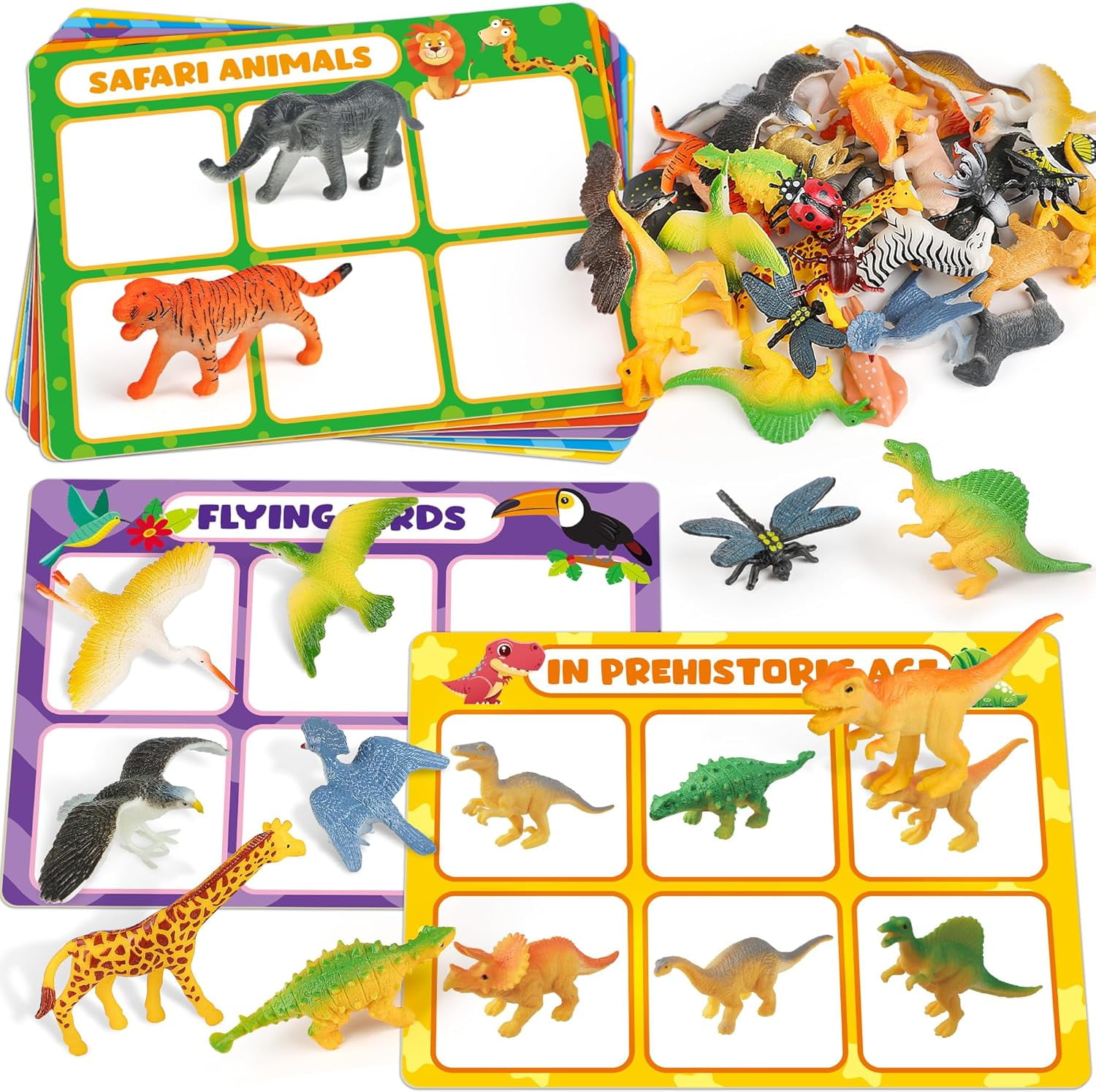 Sorting toys, animal models dinosaur birds insects cognitive matching ...