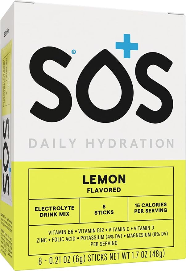 Sos Hydration Electrolyte Powder Stick Packets, Lemon Flavor, 8 Ea ...