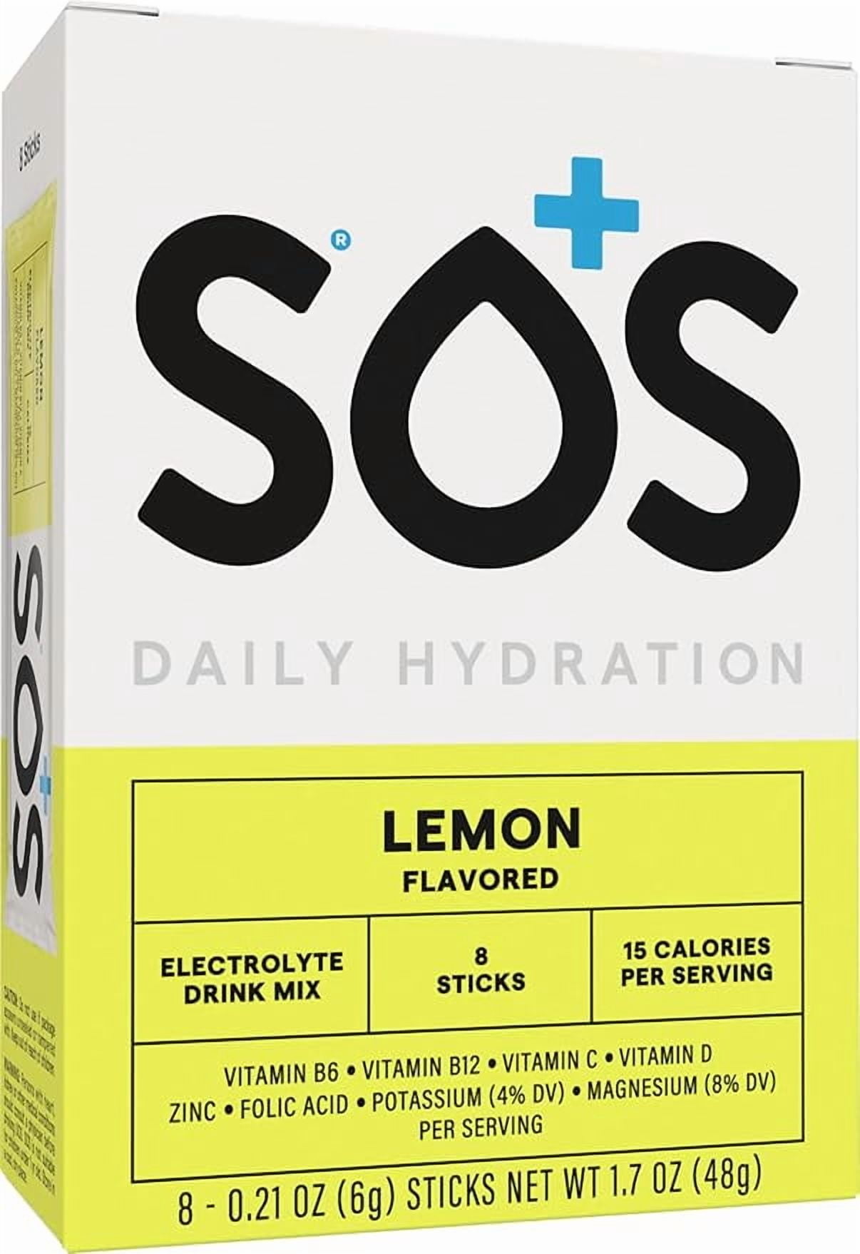 Sos Hydration Electrolyte Powder Stick Packets, Lemon Flavor, 8 Ea ...