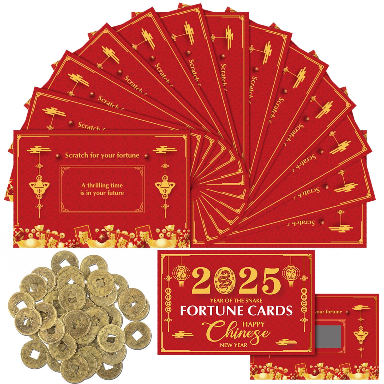 Sosation 30 Pcs 2025 Chinese New Year Scratch off Fortune Cards Year of ...