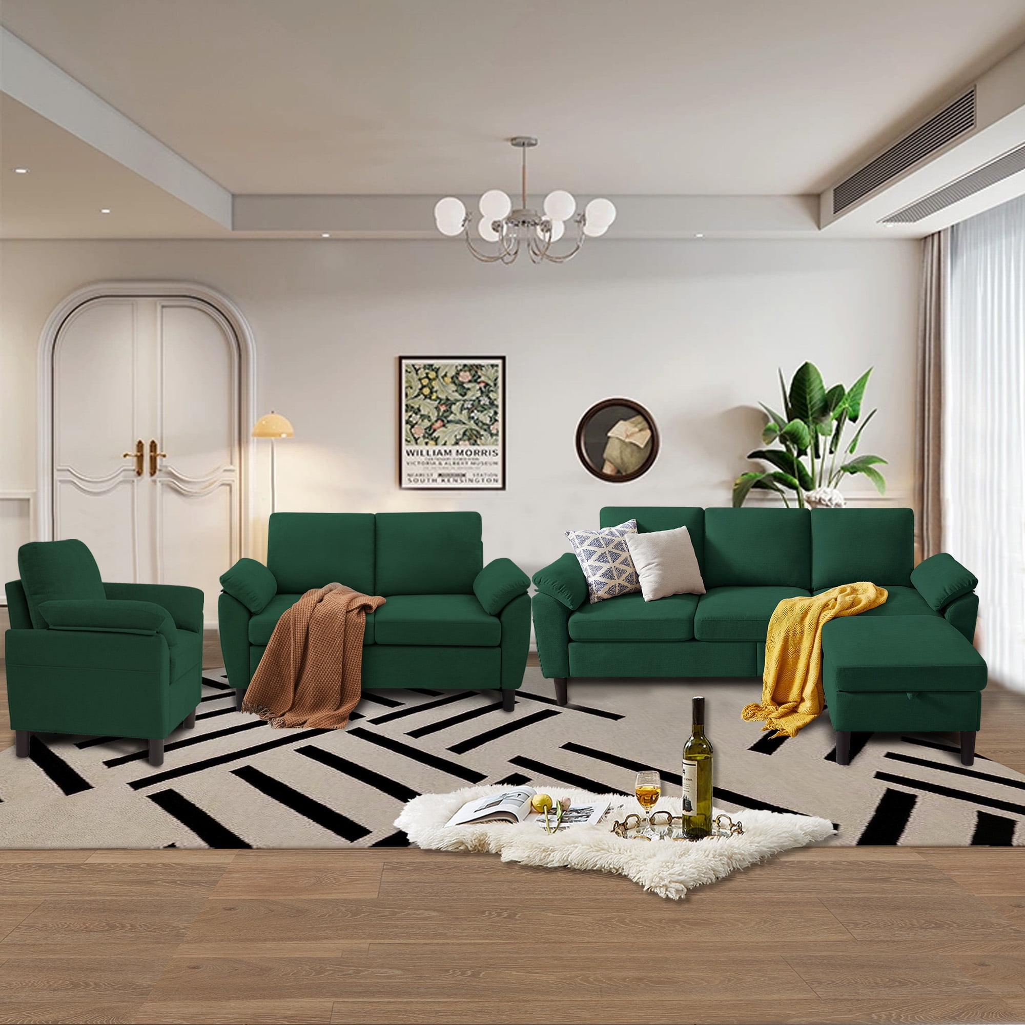 Soscana Living Room 3 Piece Sofa Set,Sectional Sofa Couch with Storage ...