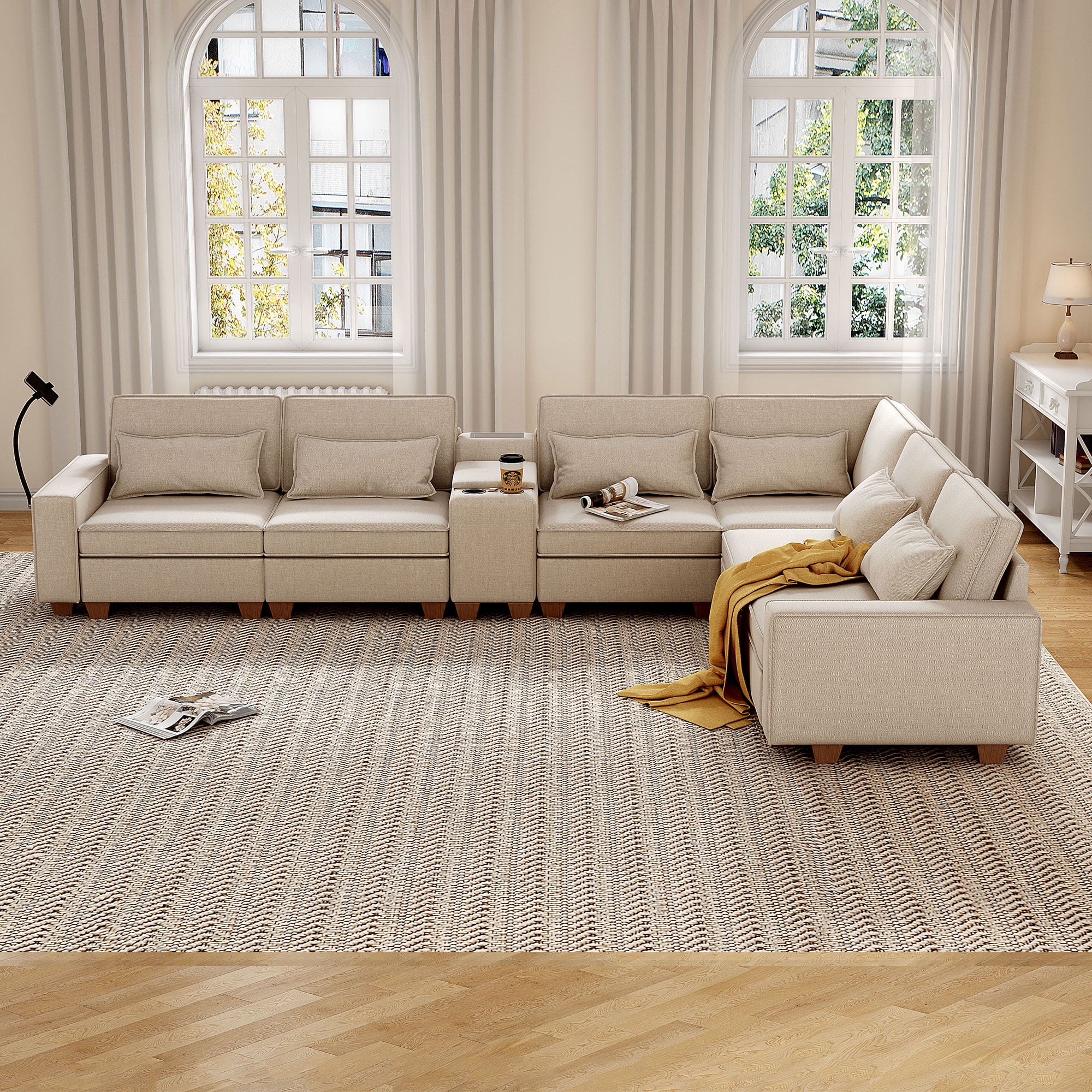 Soscana Modular Sofa Sectional Couch with Multifunctional Console and ...