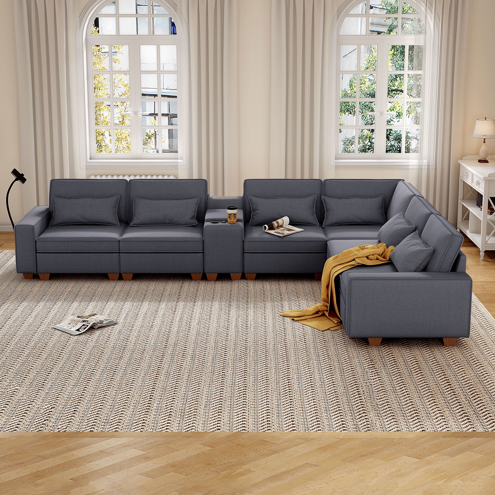 Soscana Modular Sofa Sectional Couch with Multifunctional Console and ...