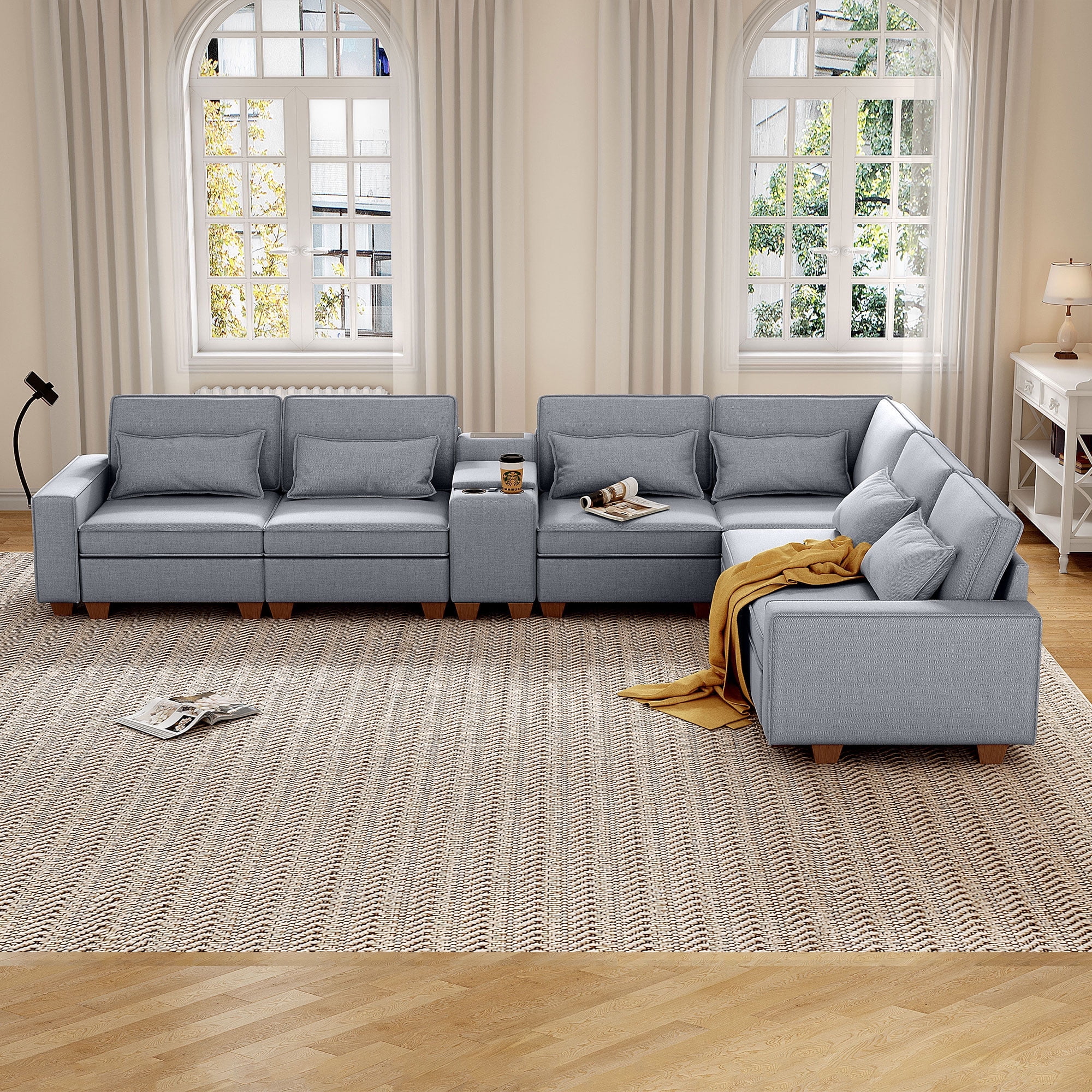 Soscana Modular Sofa Sectional Couch with Multifunctional Console and ...
