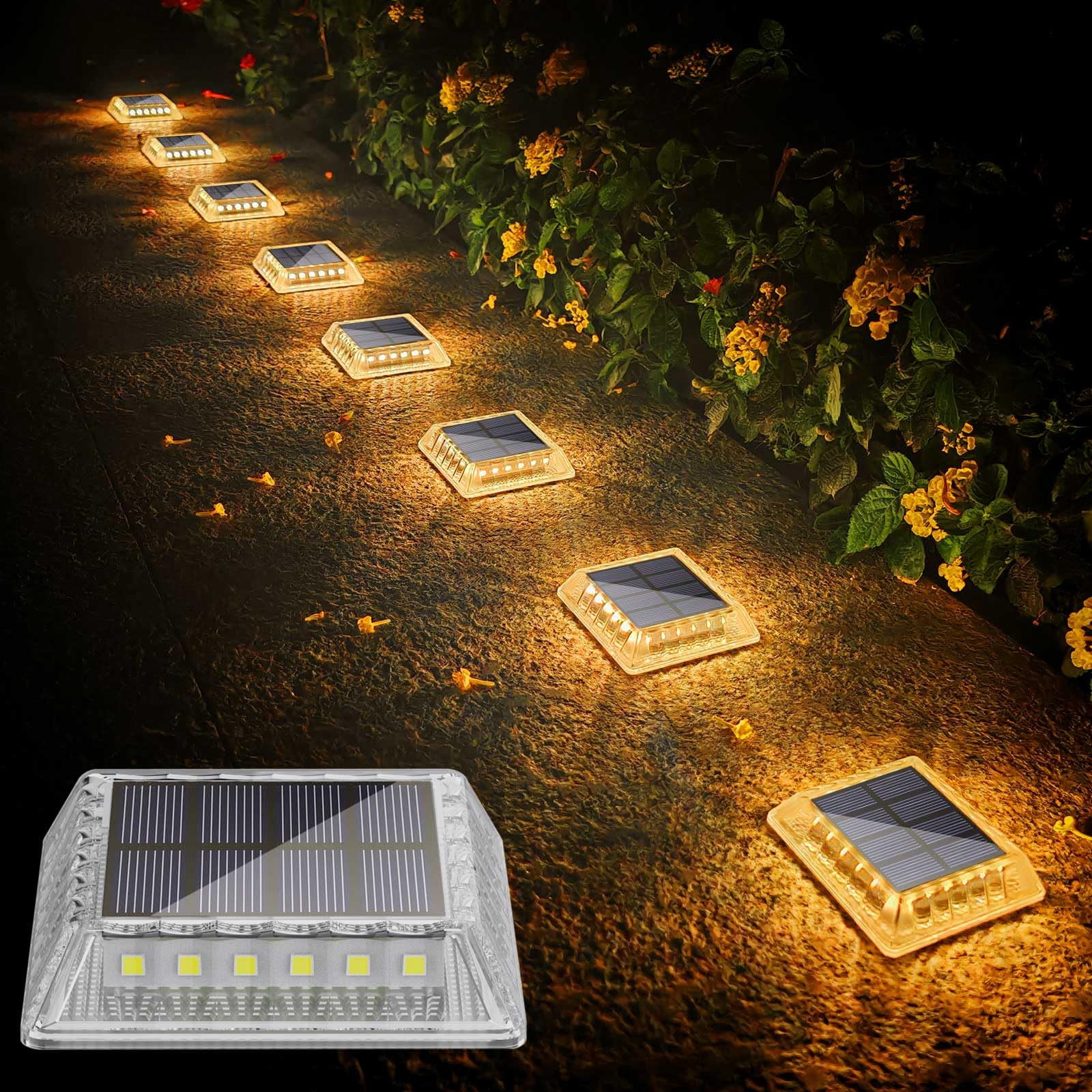 Soslina Solar Step Lights, Solars Deck, Warm White Dock, Outdoor ...
