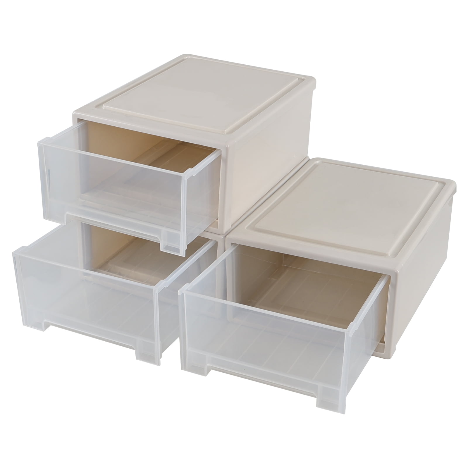 Sosody 19 Quart Plastic Drawer Storage Stackable, Plastic Compact ...