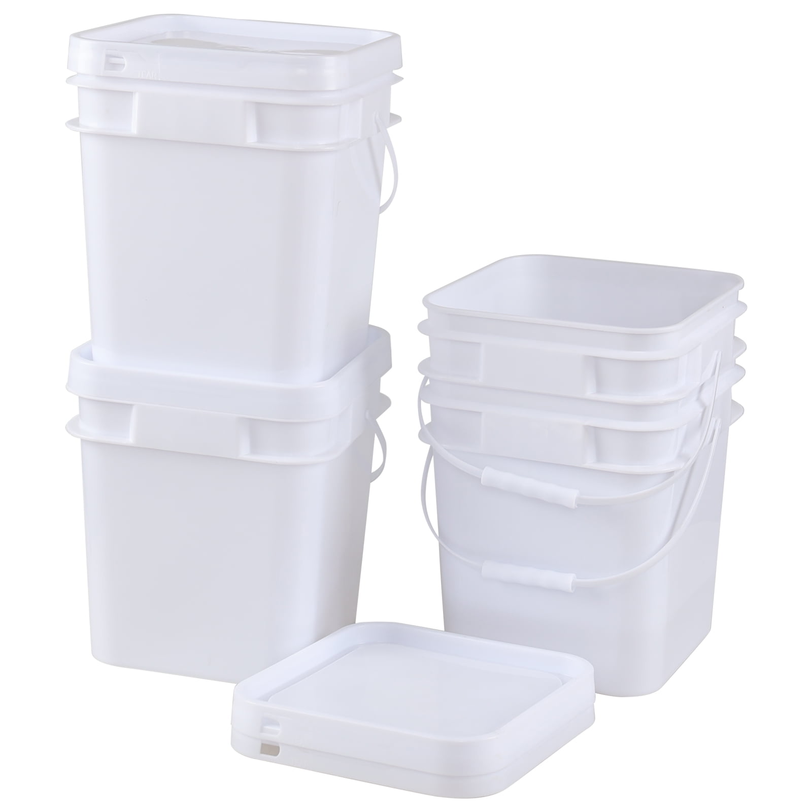 Sosody 3 Gallon Plastic Square Storage Bucket, 4 Packs Cleaning Buckets ...
