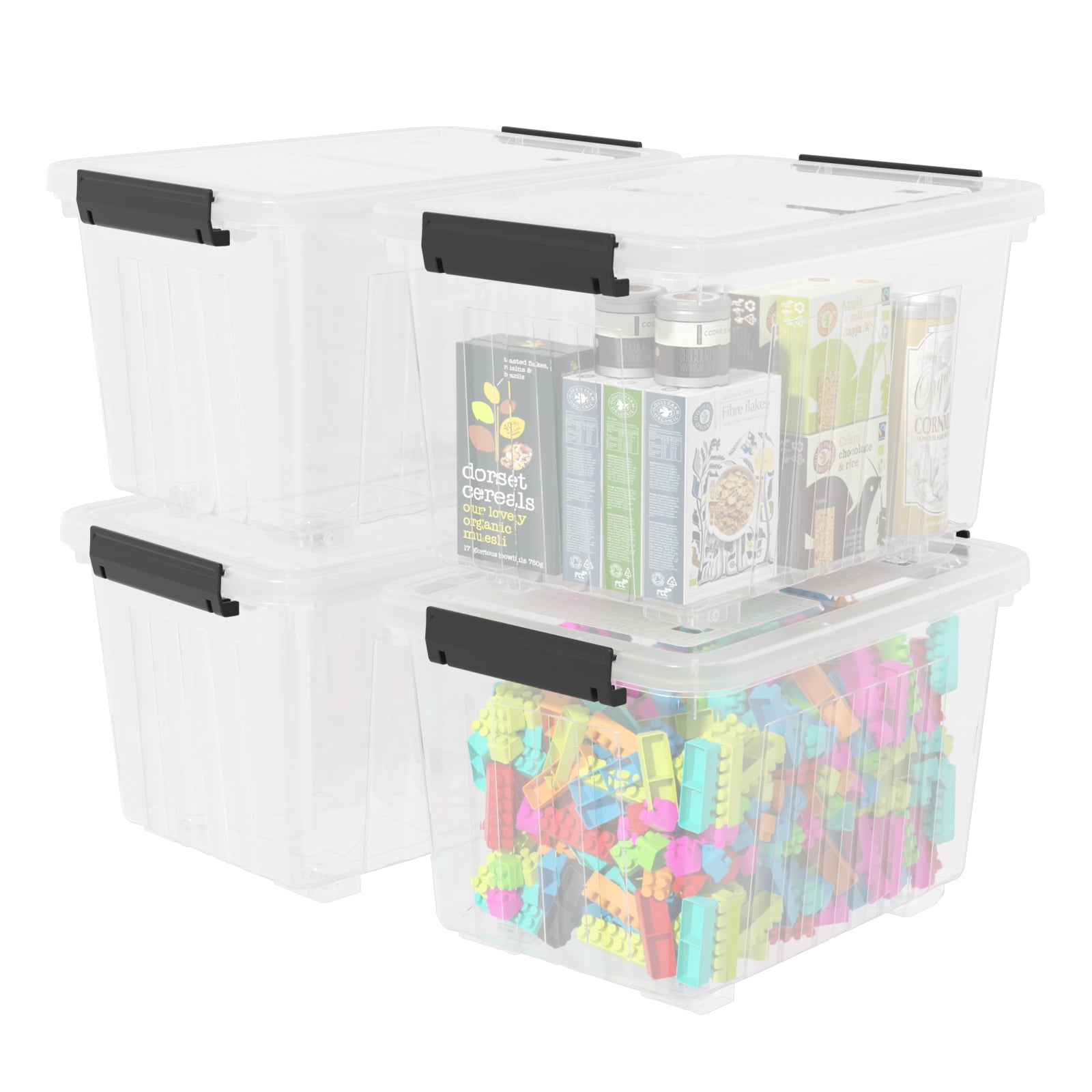 Sosody 30 Quart Clear Storage Latch Bin with Lids, Clear Storage Totes ...