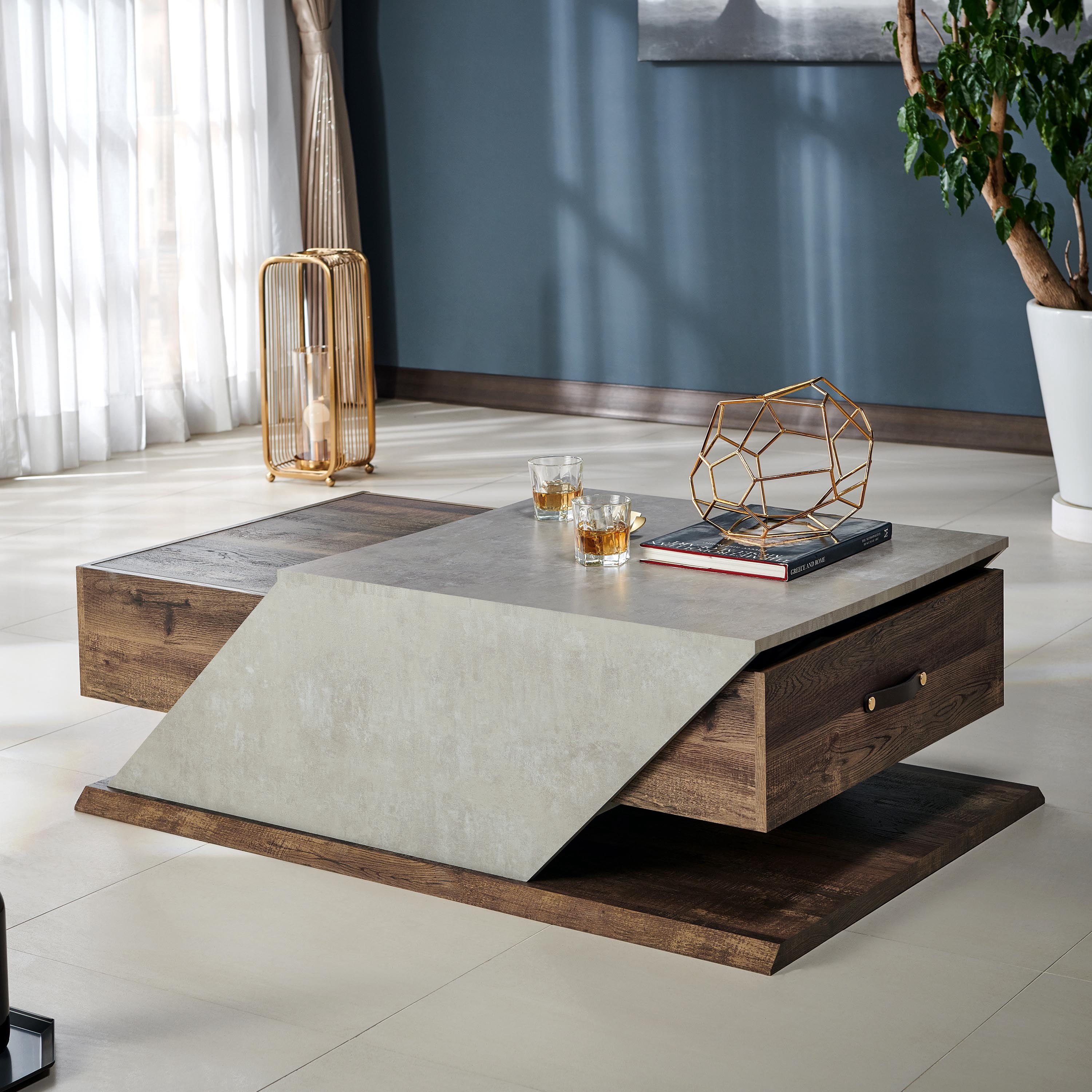 Soss 1-Drawer Wood Lift-Top Coffee Table, Reclaimed Oak - Walmart.com