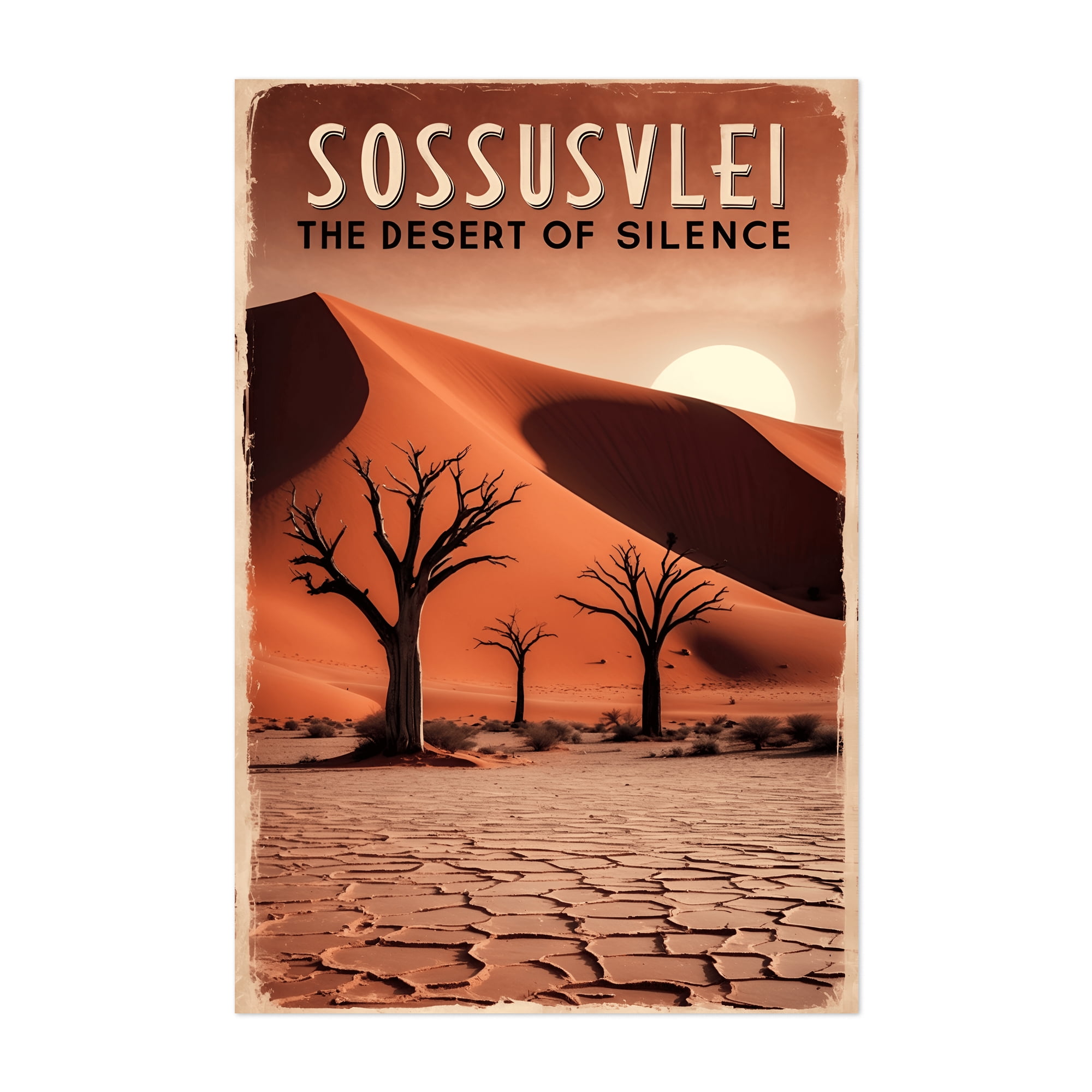 Sossusvlei Vintage Travel Poster – Explore Namibia’s Iconic Red Dunes ...