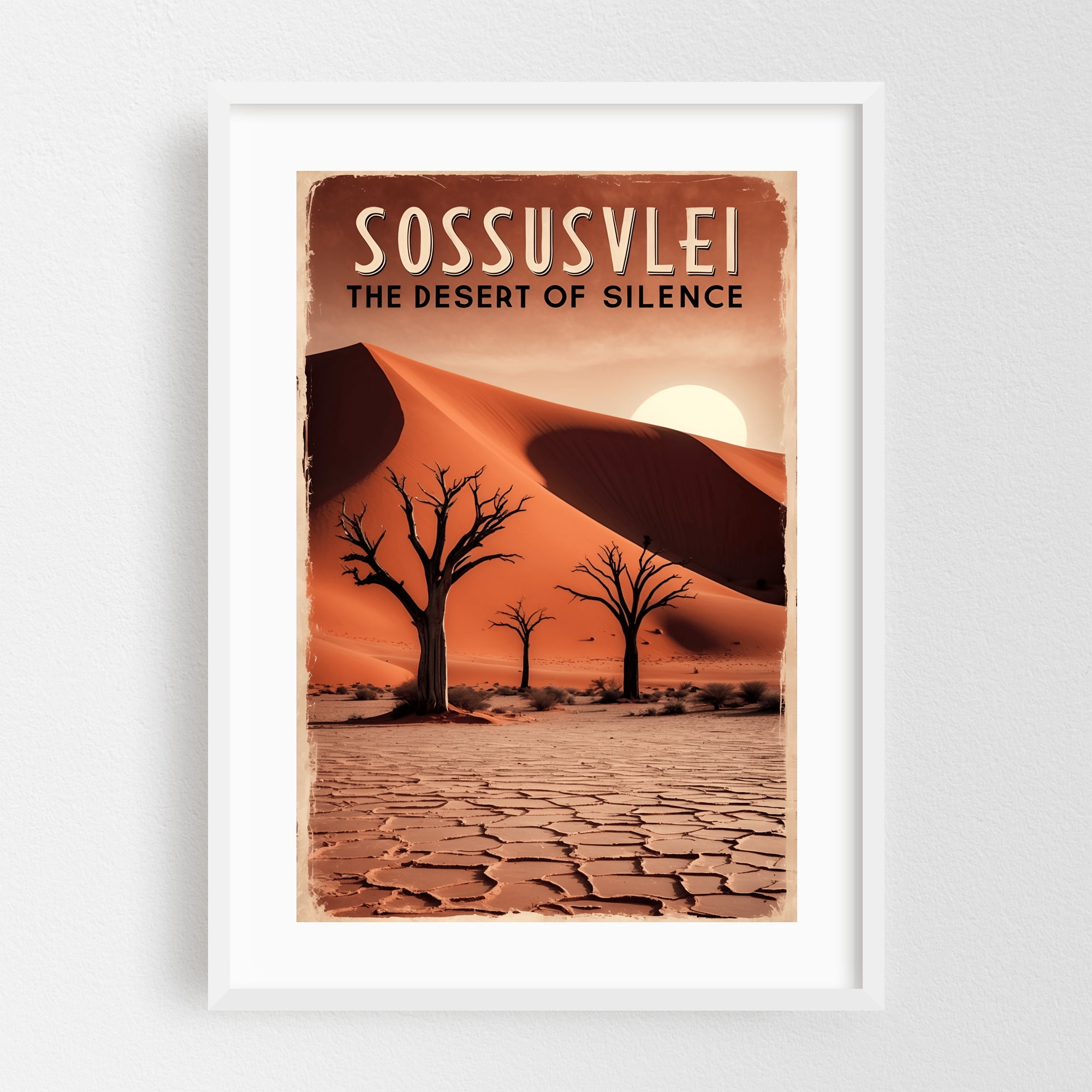 Sossusvlei Vintage Travel Poster – Explore Namibia’s Iconic Red Dunes ...
