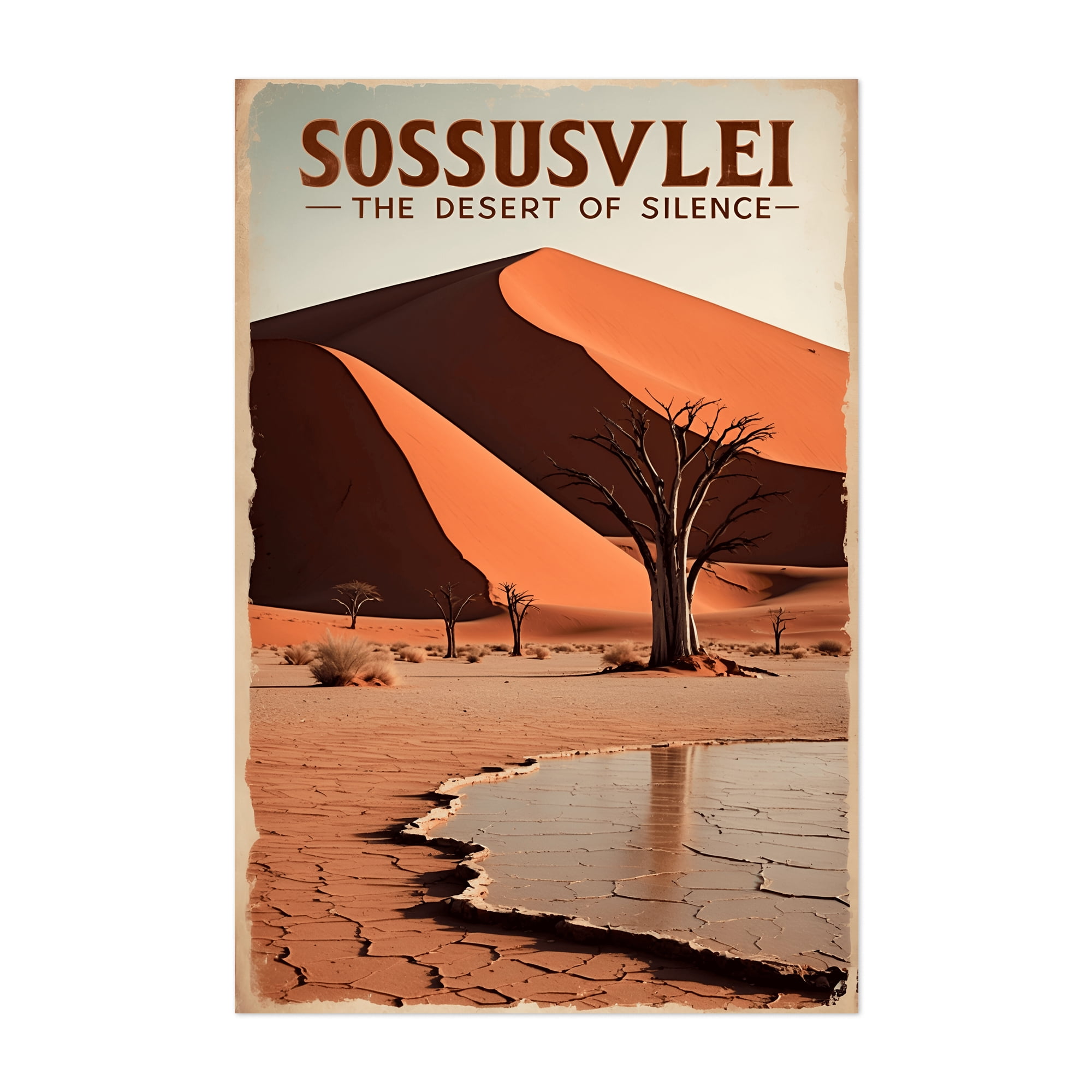 Sossusvlei Vintage Travel Poster – Namibia’s Desert Oasis - Hardap ...