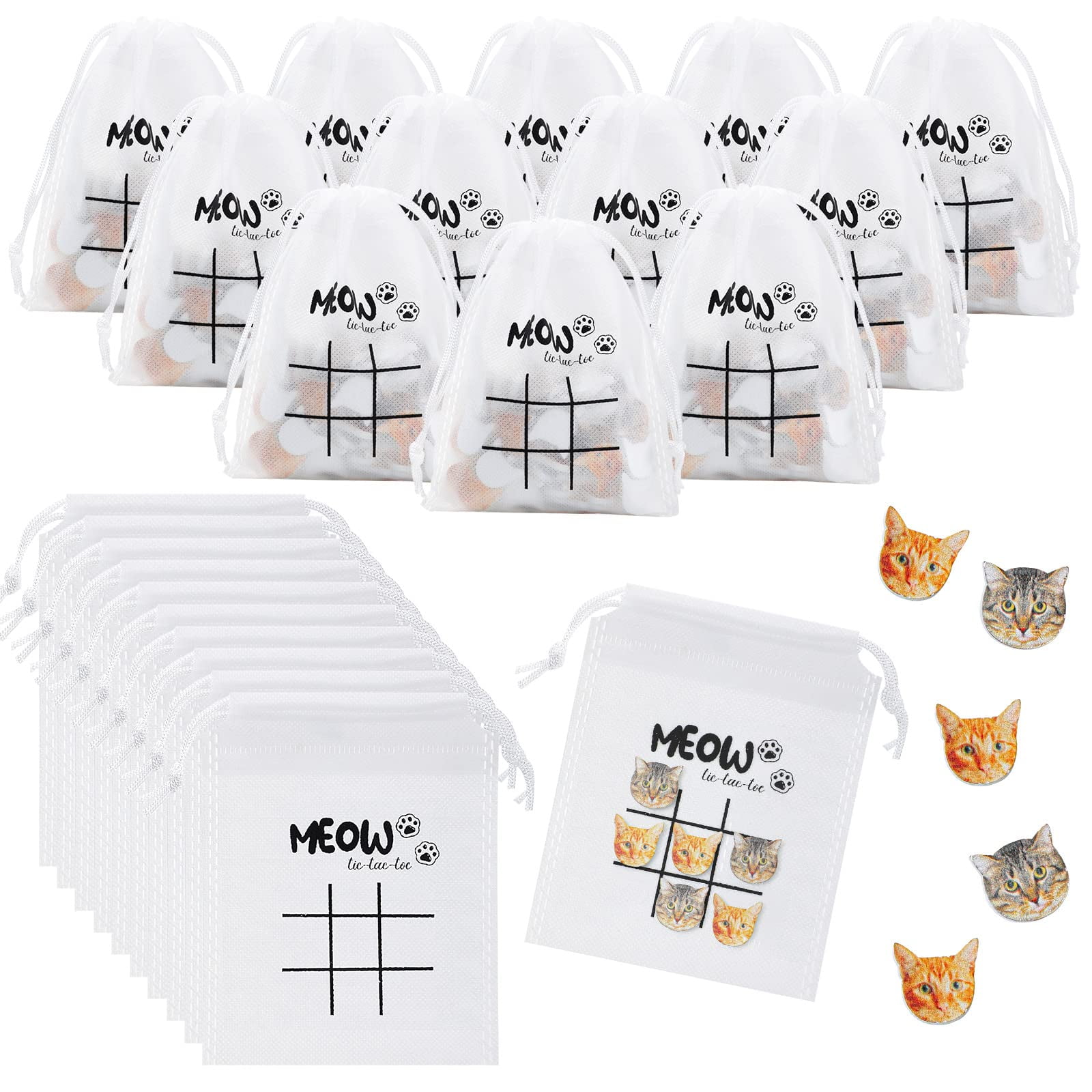 Sotiff 36 SetITSC Tic Tac Toe Games Bulk for Kids Cat Party Favors Cat ...