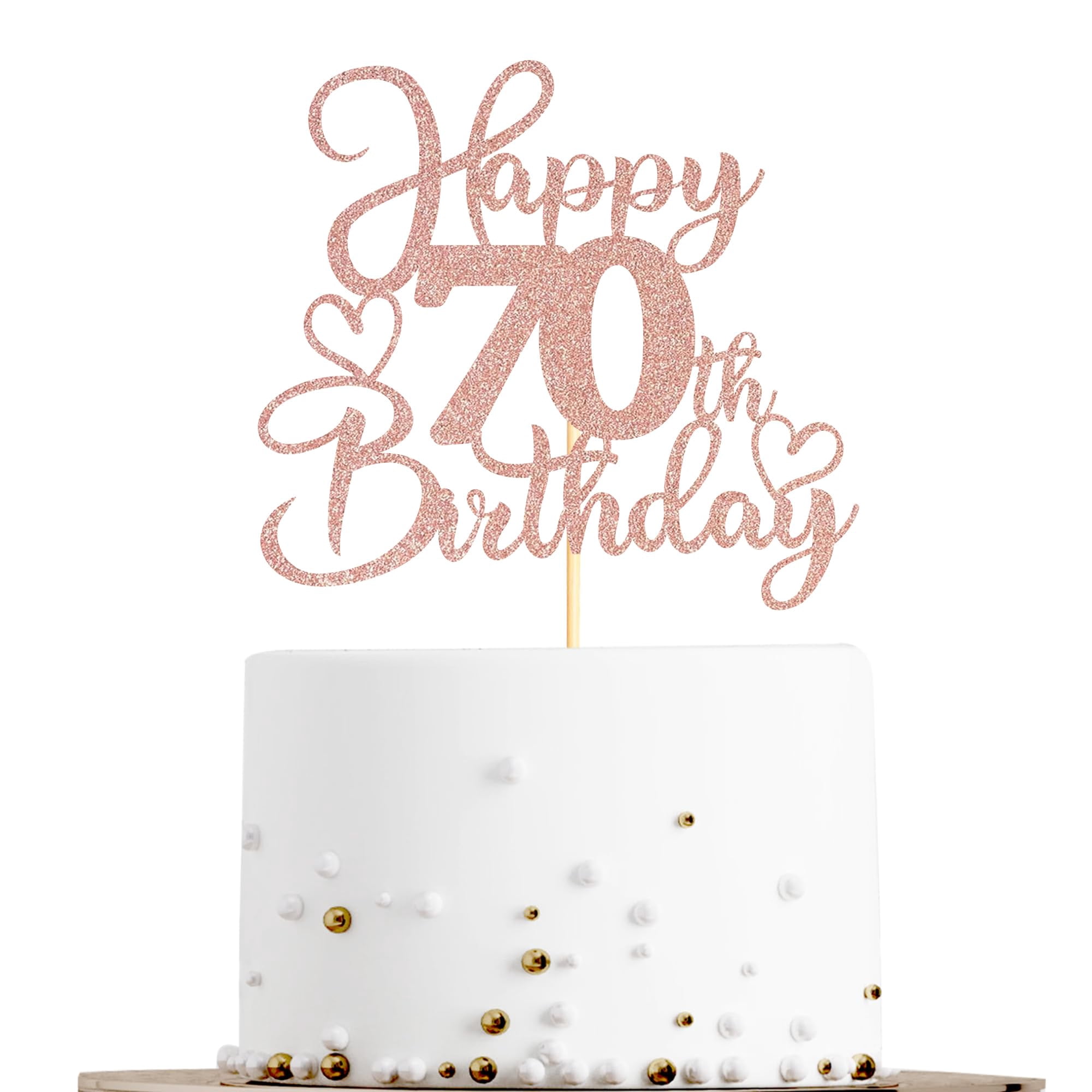 Sotpot 1 Pack 70th Birthday Cake AIS1 Topper Double-sided Rose Gold ...